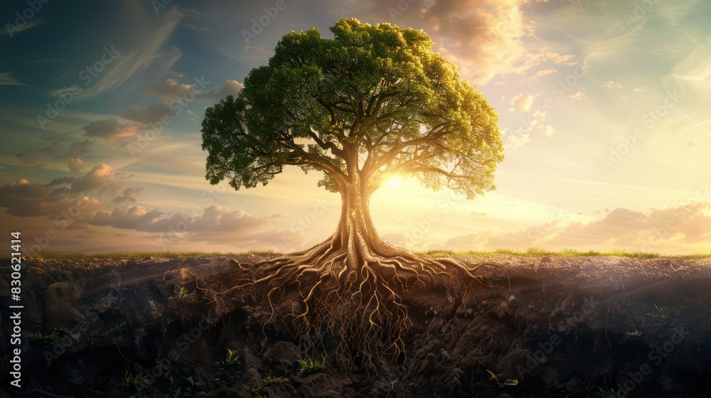 The Tree of Life: Photograph a tree with its roots buried deep in the ...