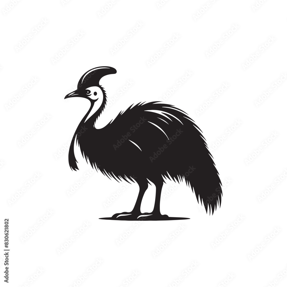 Cassowary Vector Silhouette: Black Vector Silhouette of a Cassowary ...