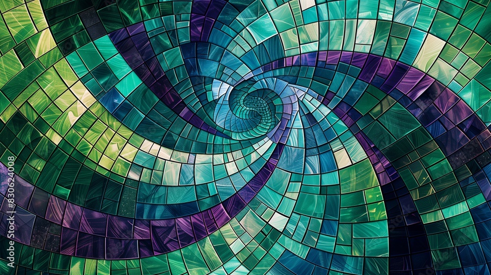 A mesmerizing geometric mosaic pattern wallpaper with spiraling designs ...