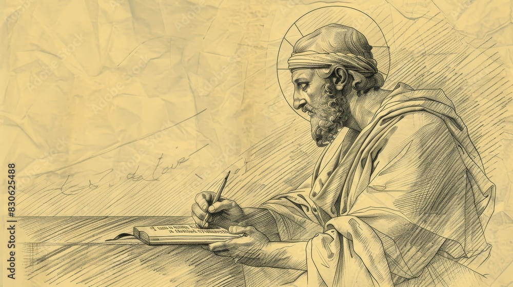 St. Luke the Evangelist Writing in 1st-Century Church, Biblical ...