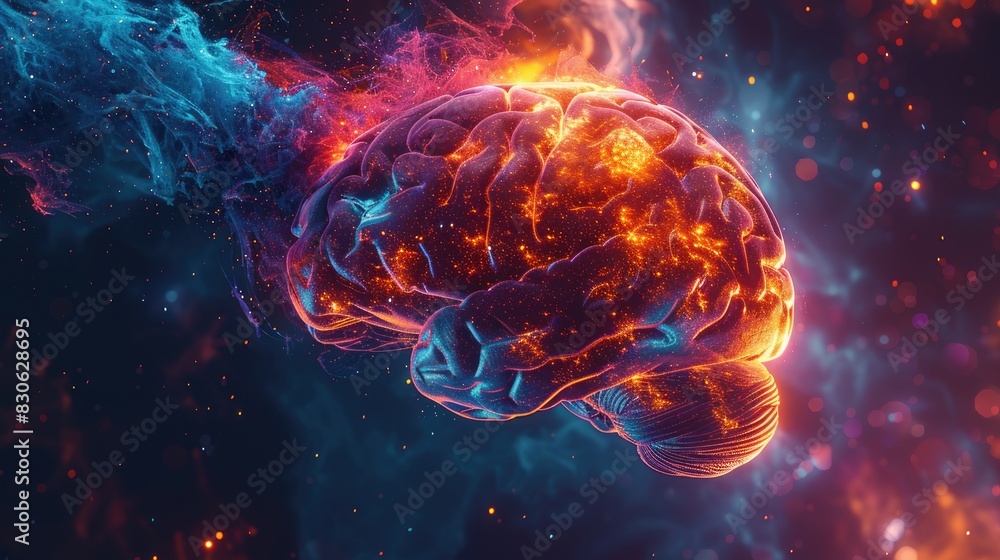 Conceptual Brain A captivating concept of the human brain blending with ...