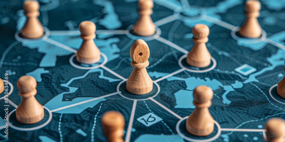 Strategic Chess Pieces Positioned on a Digital Map for Tactical ...