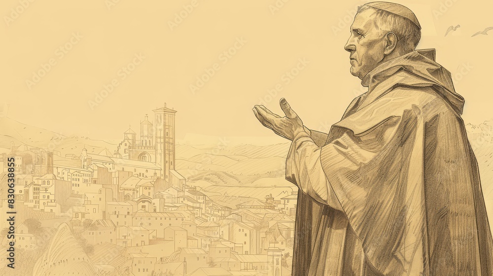 St. Dominic de Guzman Preaching in 13th-Century Spanish City, Biblical ...
