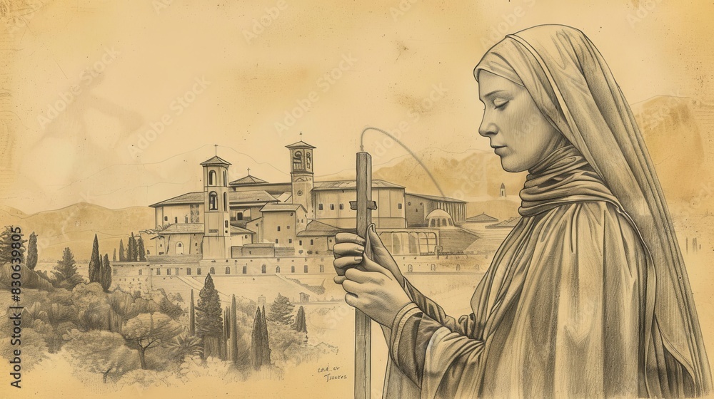 St. Clare of Montefalco Praying in 13th-Century Italian Convent ...