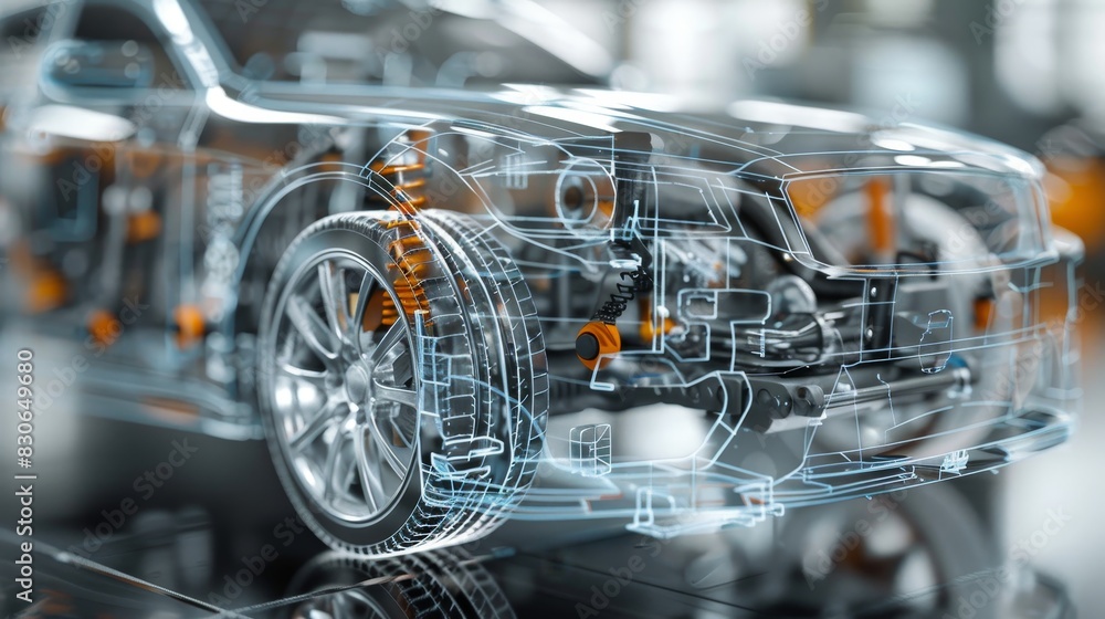 Realistic 3D model of a transparent car body design, showcasing the ...
