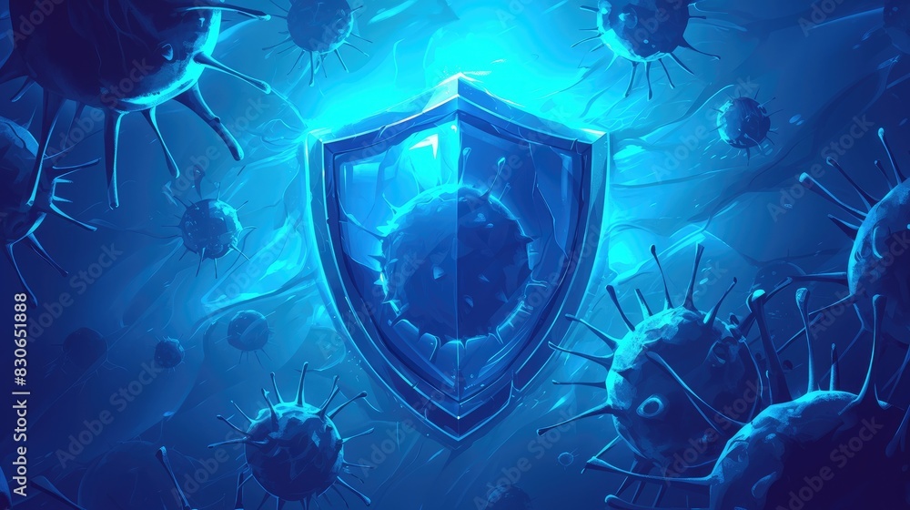 A shield 2d icon is safeguarded by the immune system shielding health ...