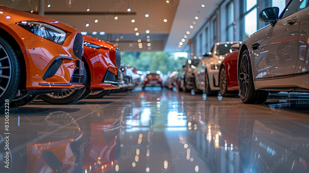 Luxurious High-End CarBoutique with luxury Car Displays and Elegant ...