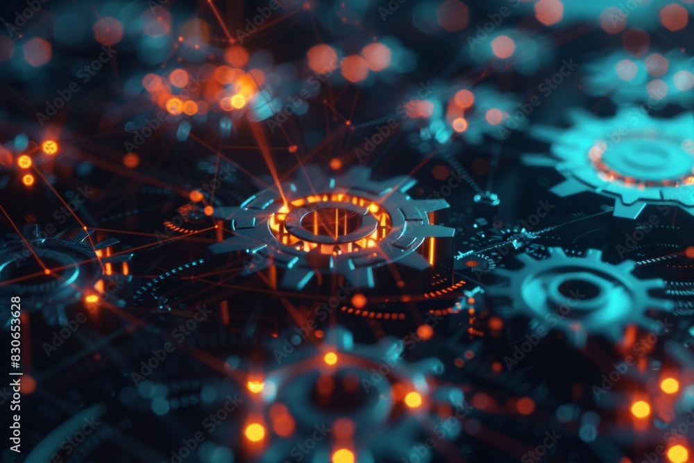 interconnected gears and cogs It symbolizes the complex and ...