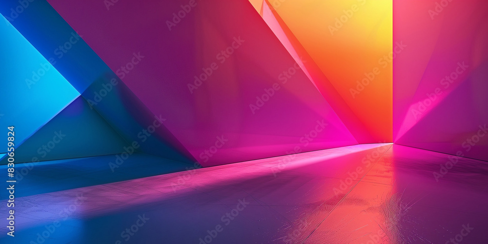 ภาพประกอบสต็อก Geometric composition of purple and blue glowing planes ...