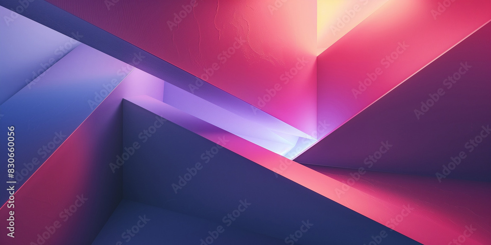 Geometric composition of purple and blue glowing planes background ...