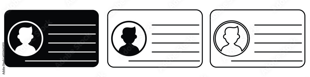 ID Card icon set. ID Card icon collection. Driver's license ...