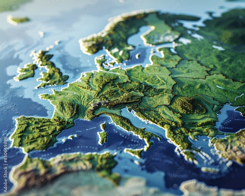 Europe Map with Detailed Borders of European Regions Stock Illustration ...