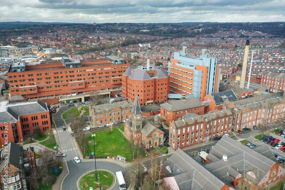 Aerial photo take in the town of Harehills in Leeds just outside the ...