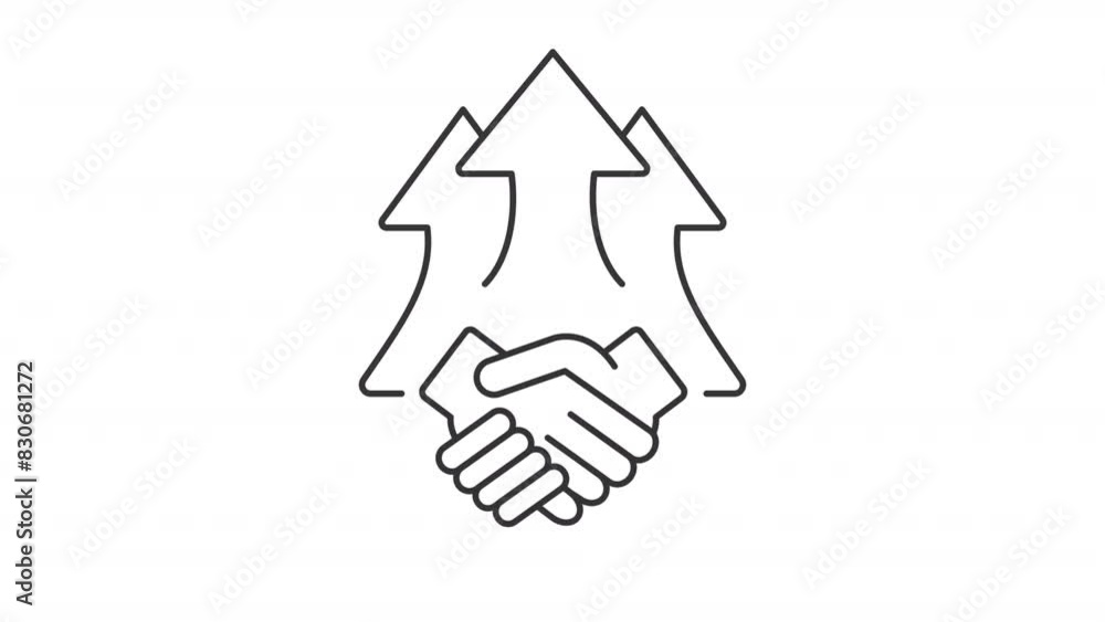 Partnership line animation. Animated handshake and arrows up icon ...