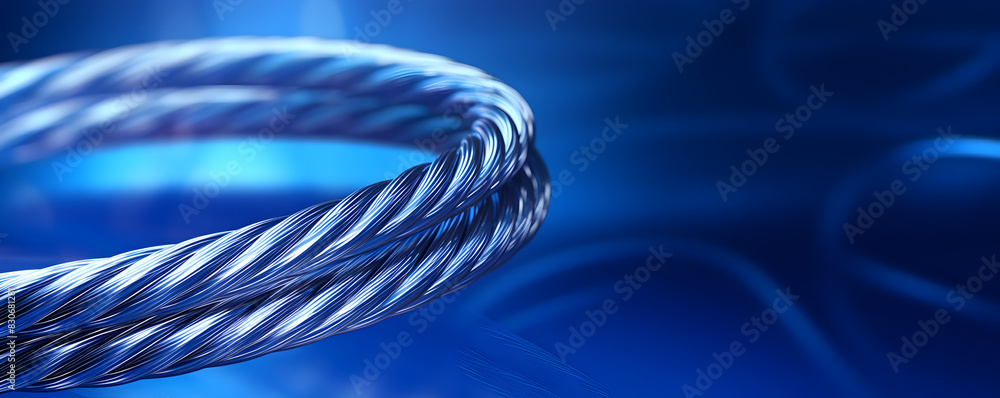 Steel twisted cable wound on a drum next to each other closeup, Close ...