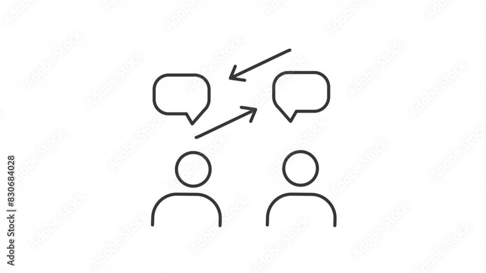 Communication line animation. Animated people and speech bubbles icon ...