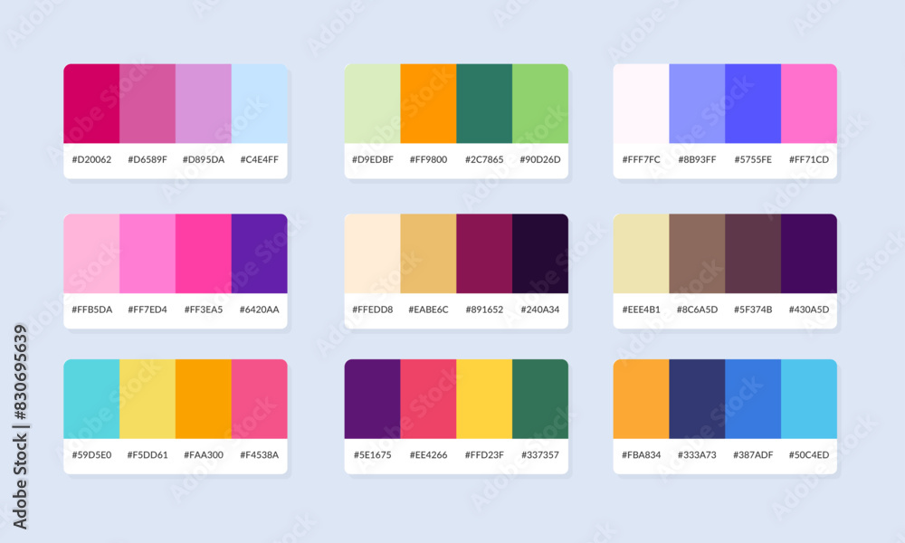 Pantone colour palette catalog samples. Color swatch. Set of abstract ...