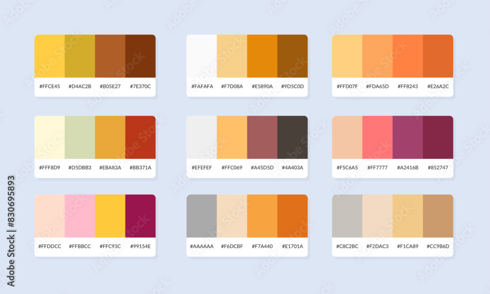 Pantone colour palette catalog samples. Color swatch. Set of abstract ...