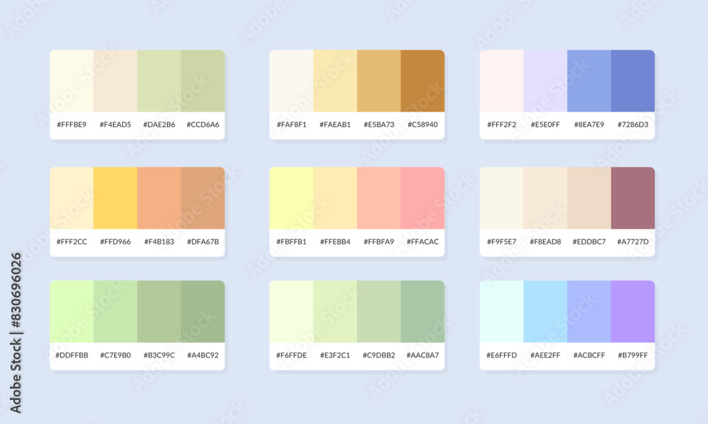Pantone colour palette catalog samples. Color swatch. Set of abstract ...