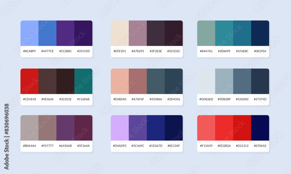 Pantone colour palette catalog samples. Color swatch. Set of abstract ...