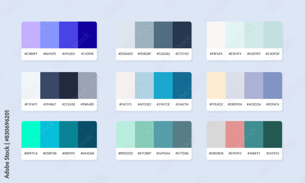Pantone colour palette catalog samples. Color swatch. Set of abstract ...