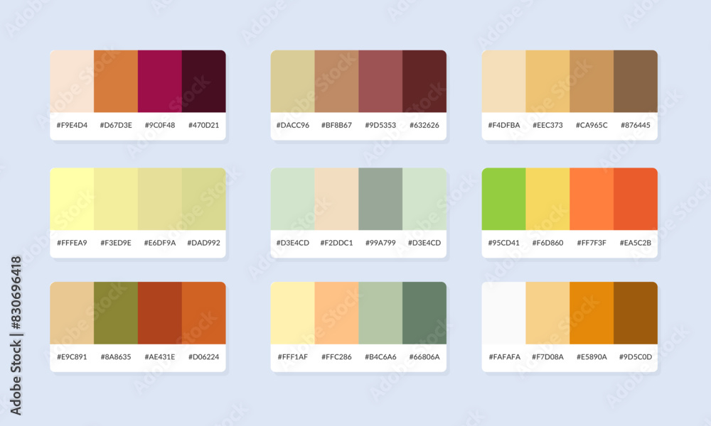 Pantone colour palette catalog samples. Color swatch. Set of abstract ...