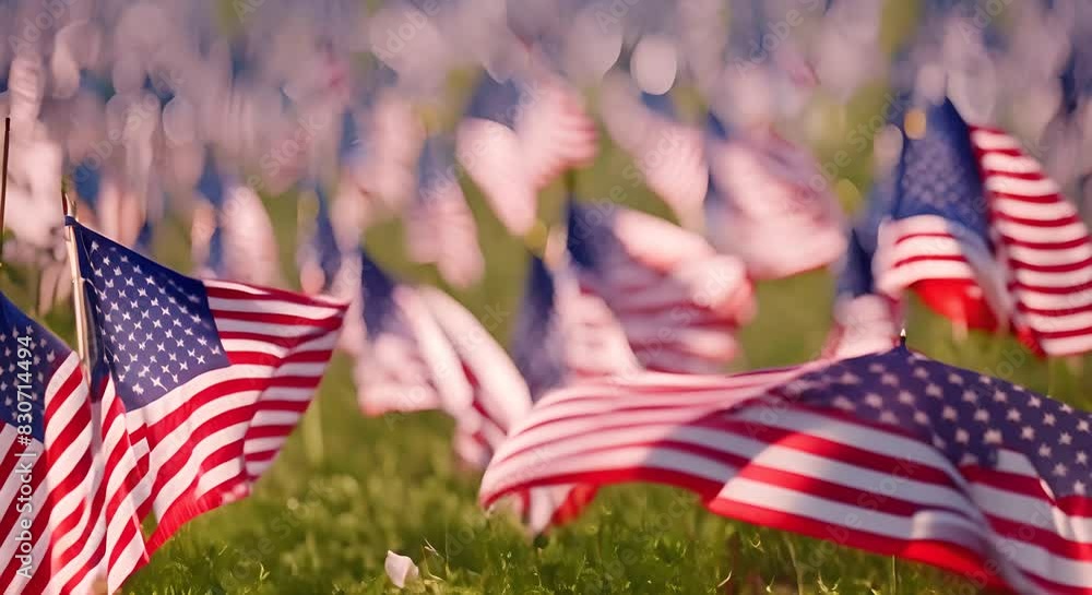 Field Of American Flags Honoring Veterans On Memorial Day A Tribute To