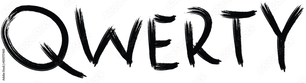 QWERTY text Hand drawn brush lettering words typography on white ...