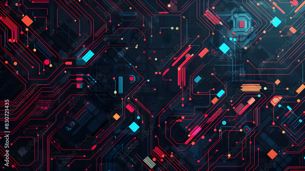 digital cyberpunk circuits pattern graphics poster background Stock ...