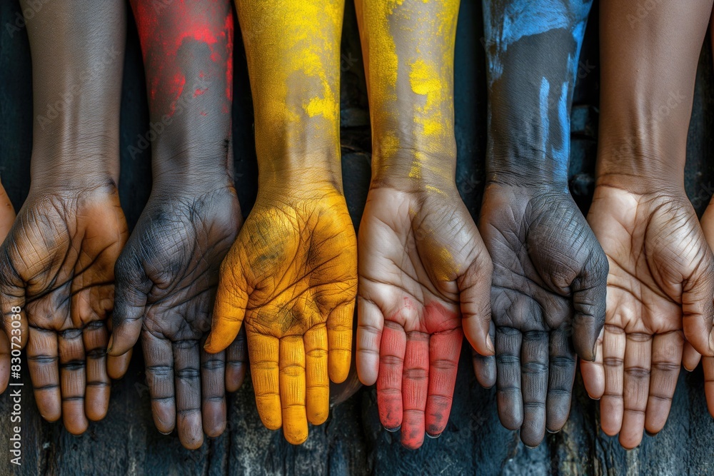 De nombreuses mains de différentes ethnies, symbole de la lutte contre ...