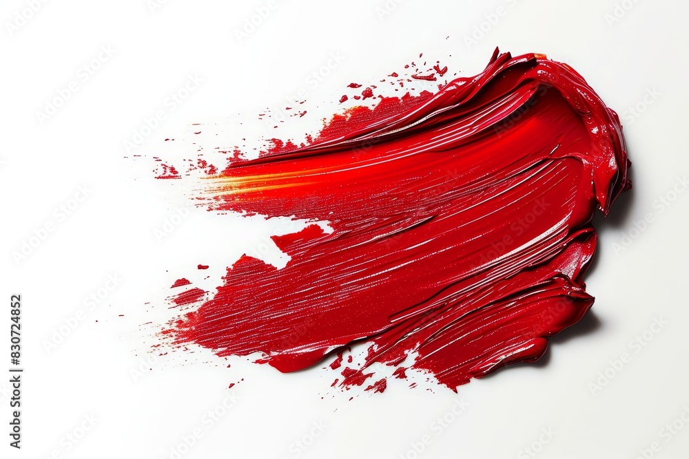 Red lipstick smear isolated on white background with copy space for ...