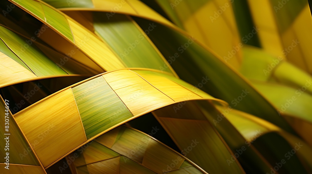 High-resolution image of the segmented leaves of a bamboo, their ...