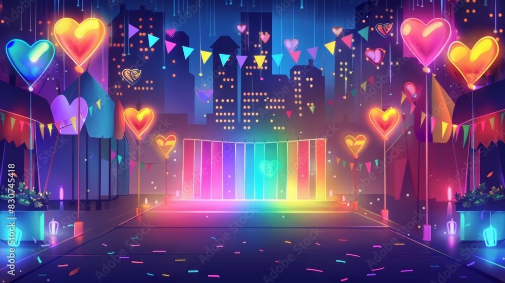 Illustration of an LGBTQ banner, colorful rainbow palette, 2D flat ...