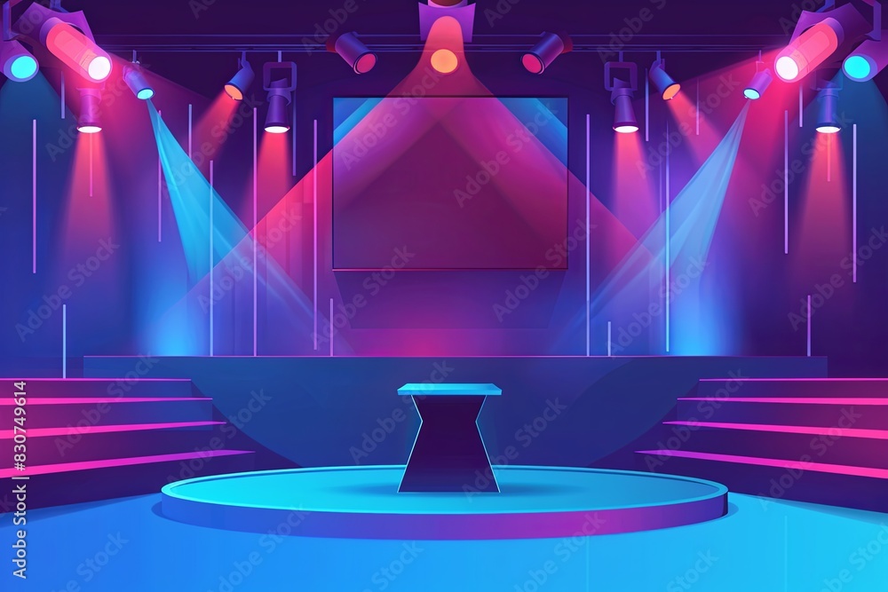Conference hall stage, presentation and concert stage, vector blank ...
