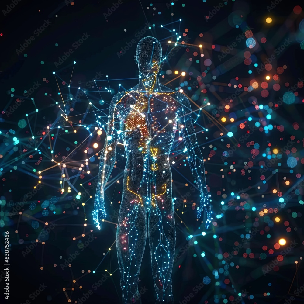 Ilustrace „Colorful animation of the human body with infographics and ...