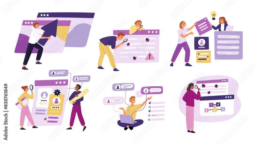 Software Testing Process People Looking For Mistakes And Web Bugs In