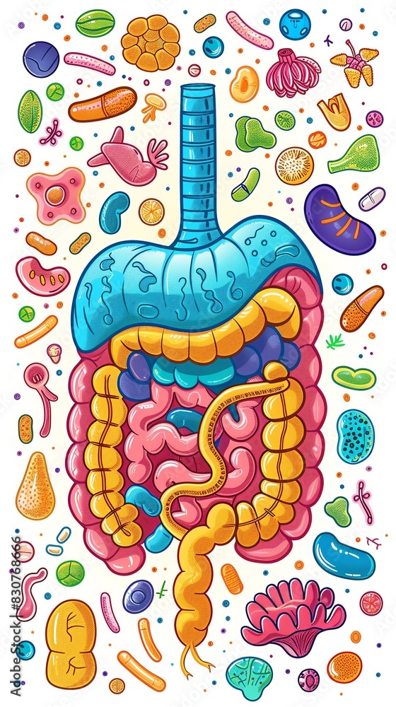 Illustrative diagram of the human gut, emphasizing the importance of ...