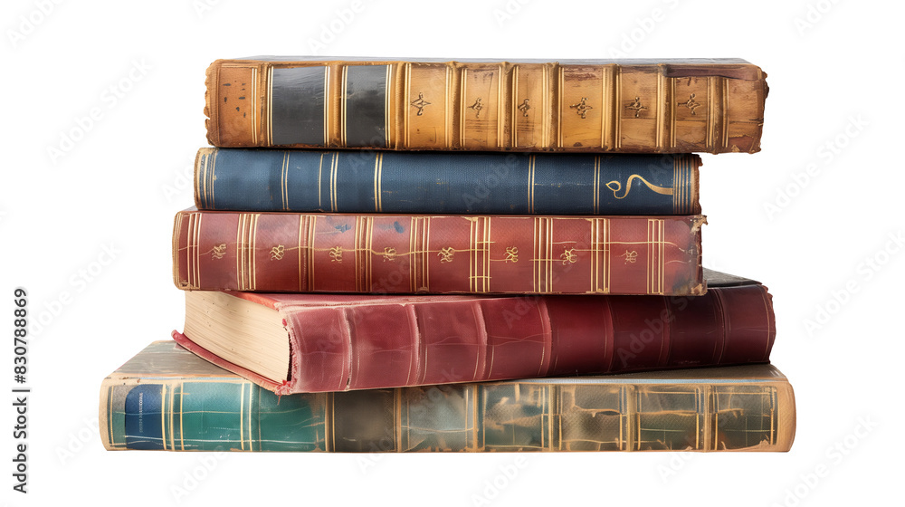 Mockup of isolated colourful stacked book spines with blank cover on a ...