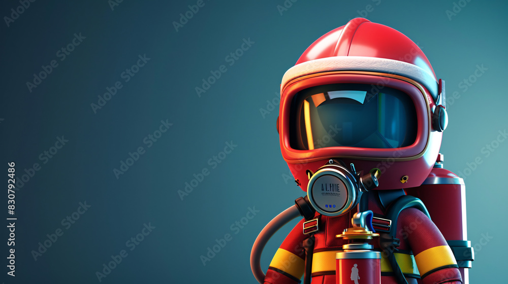 3D Firefighter: The firefighter cartoon mascot,wearing a bright red ...