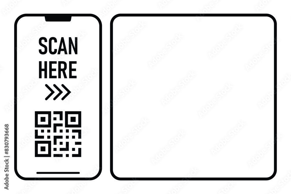 Scan here QR code blank frame. printable scan here sticker template for ...