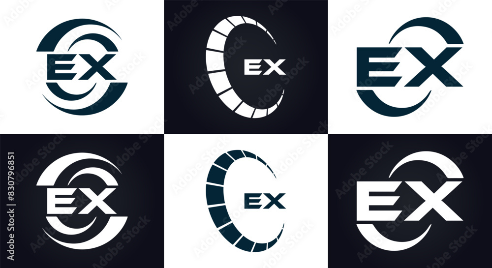 EX logo. E X design. White EX letter. EX, E X letter logo design. E X ...