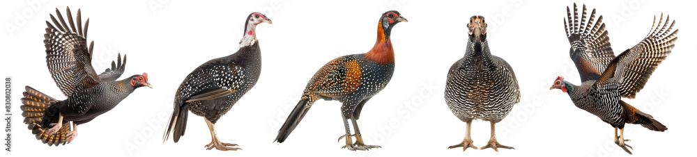 Guinea fowl bird fly full body isolate on transparency background PNG ...