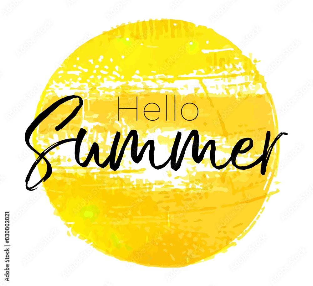 Hello Summer circle banner vector design. Summertime stamp. Advertising ...