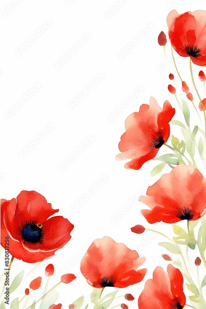 poppy themed frame or border for photos and text.with vibrant red ...