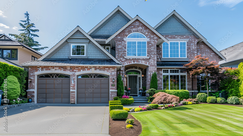 Colonial style white wooden cladding family house exterior. Beautiful ...