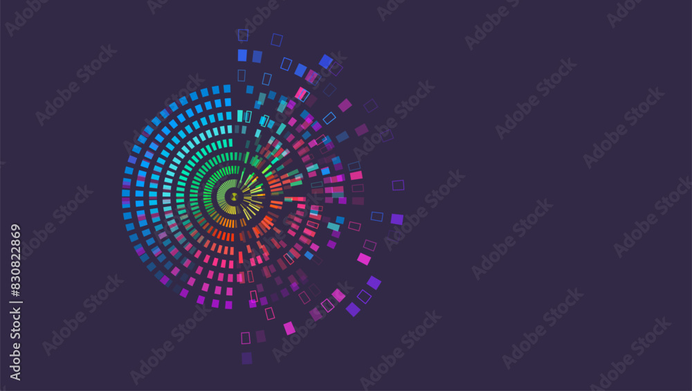 Vector illustration, information flow on a dark background. Artificial intelligence, machine ...