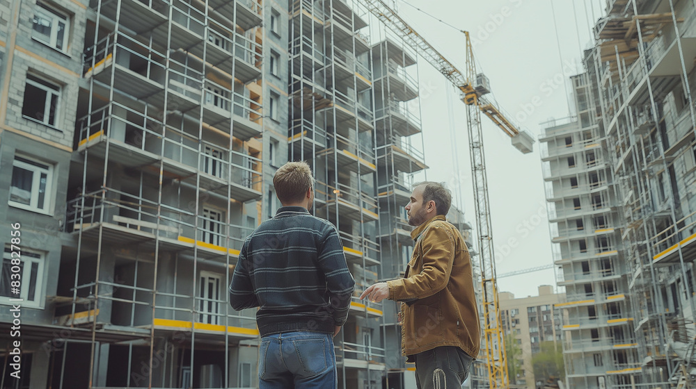 A Caucasian male real estate investor and a civil engineer conversing ...