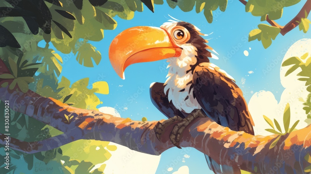 Learn how to create a charming 2d illustration of a hornbill bird with ...