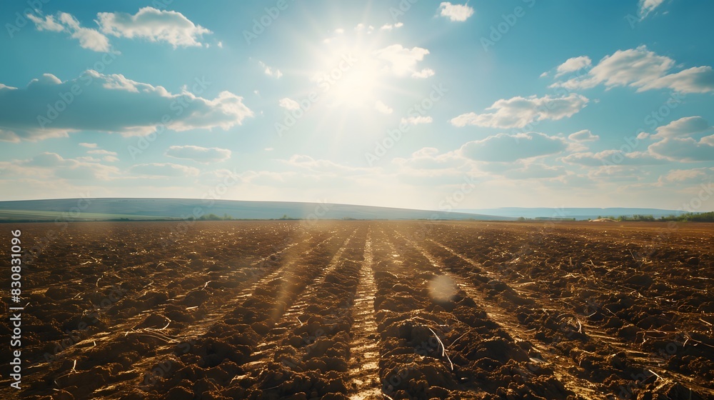 10. An agricultural field parched and barren under a relentless sun ...