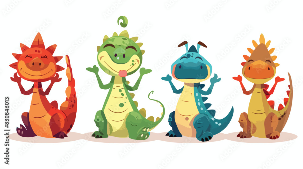 Cartoon dinosaur in yoga asana for healthy lifestyle Stock Vector ...